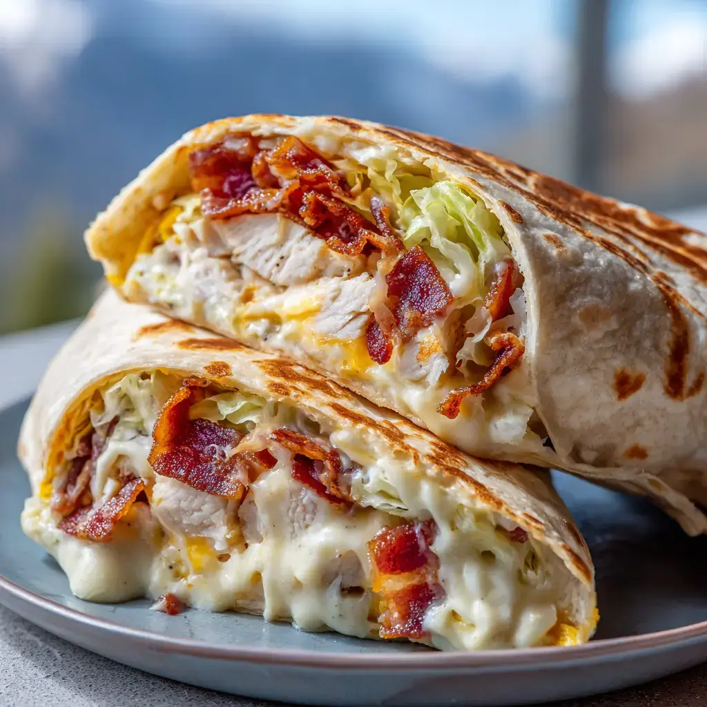Monster Chicken Bacon Alfredo Hurricane Wraps Recipe