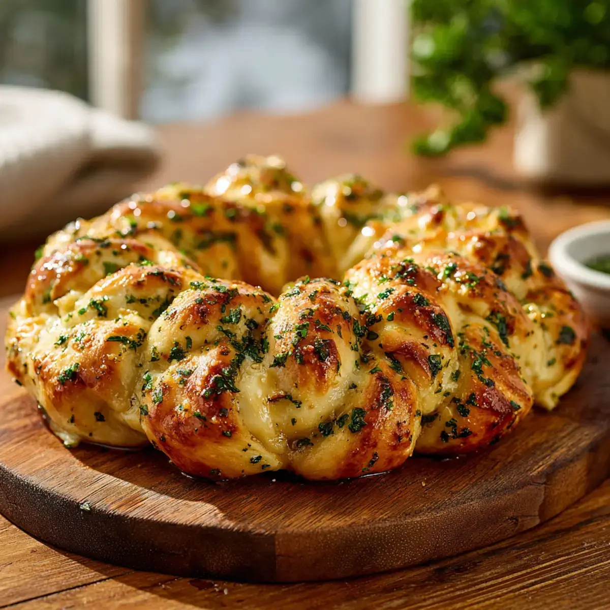 Golden Brie-Filled Garlic Knot Holiday Wreath